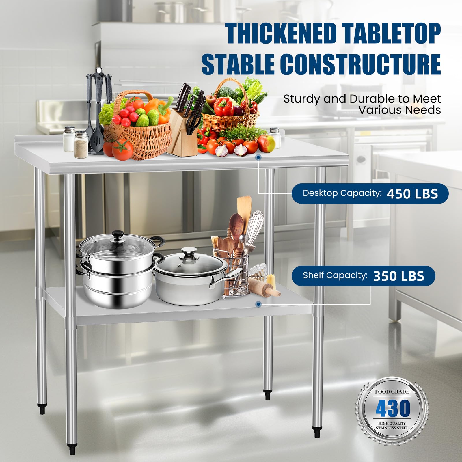 Snapklik.com : Stainless Steel Table 24 X 36 Inches Metal Prep Table