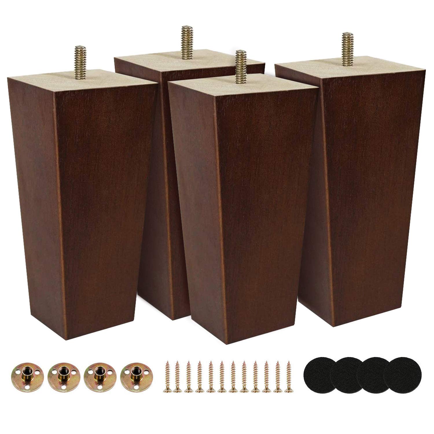 6 inch Furniture Legs Rubber Wood Made Modern Pyramid Couch Leg for ...