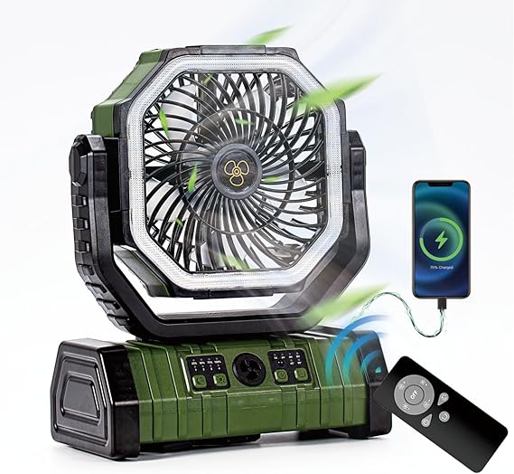Amazon.com: Rechargeable Operated Camping Battery Powered Fan with Hook ...