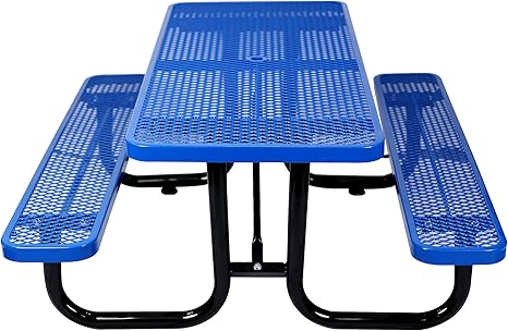 Amazon.com: 72" Expanded Metal Picnic Table with Umbrella Hole ...