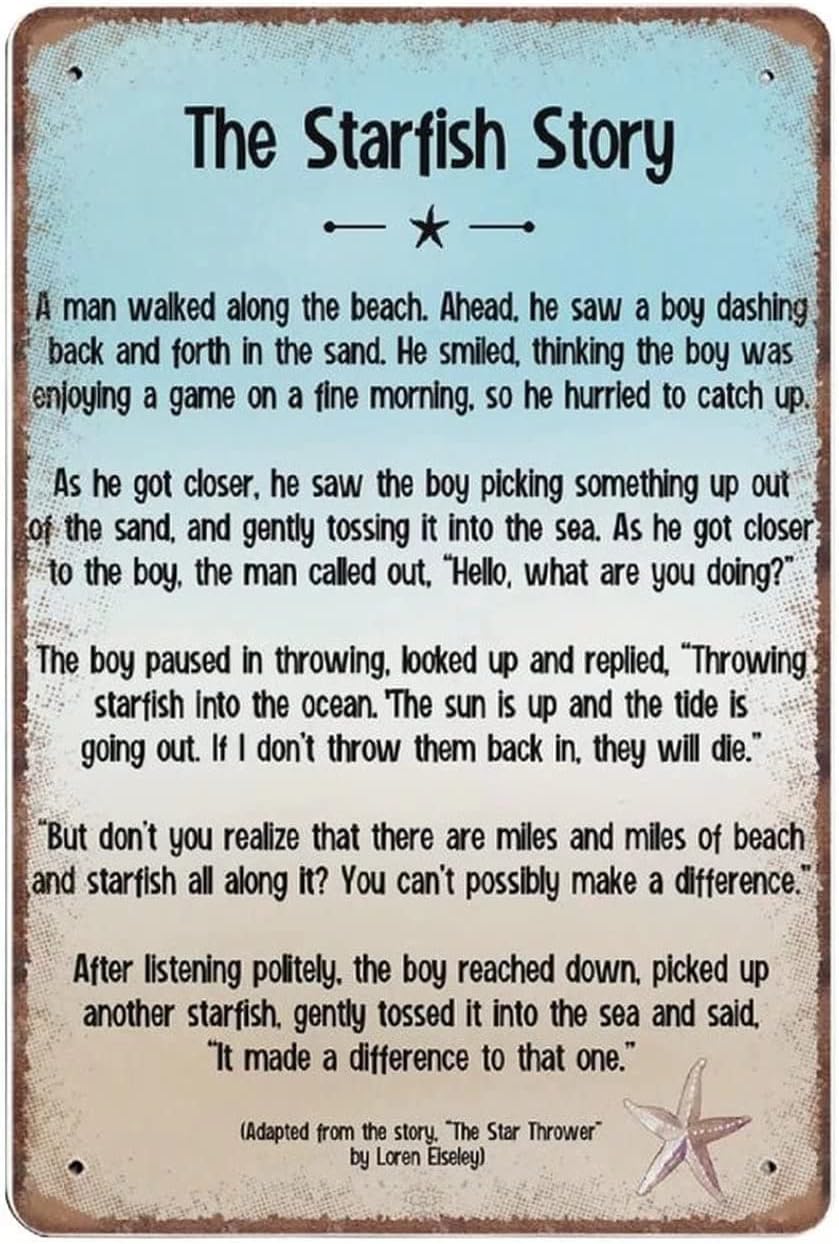 Amazon.com: Metal Poster Plaque The Starfish Story, Beach Tin Signs ...