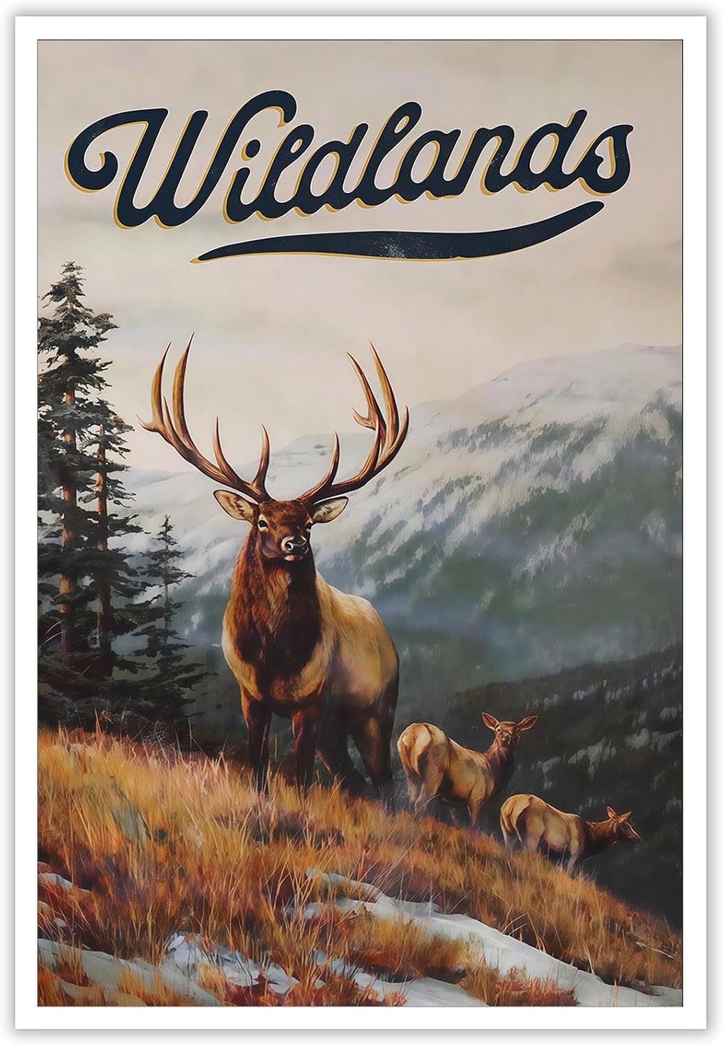 Amazon.com: Deer Hunting Print Gift for Hunter Art Poster Retro Wall ...