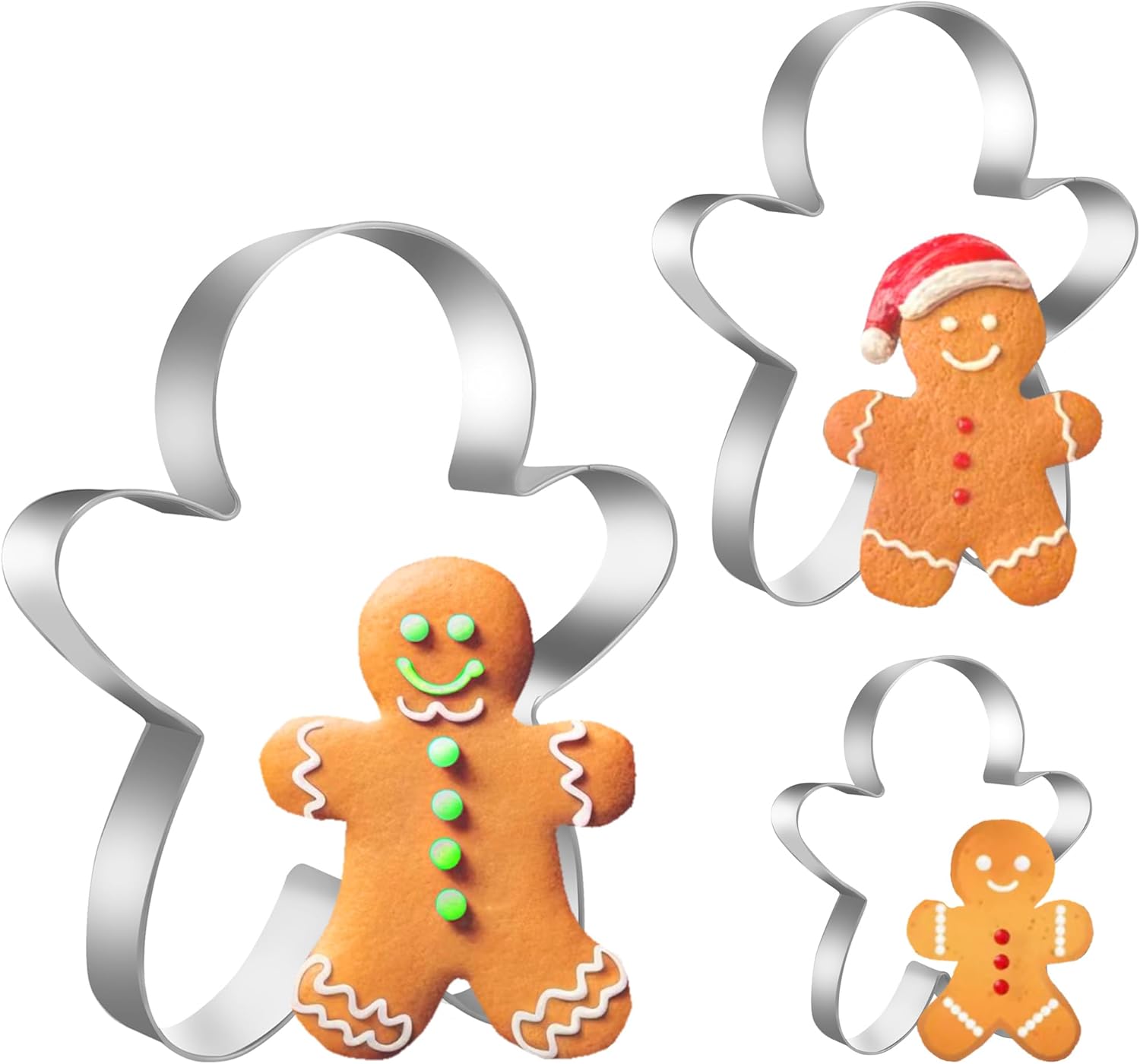 Amazon.com: Gingerbread Man Cookie Cutters Set, 3 PCS Christmas Cookie ...