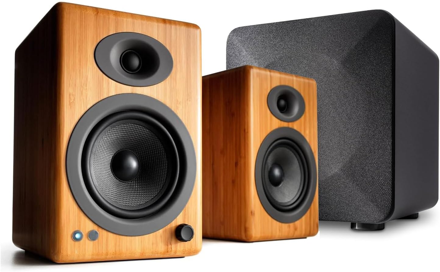 Amazon.com: Audioengine A5 Bamboo Wireless Bookshelf Speakers and 210W ...