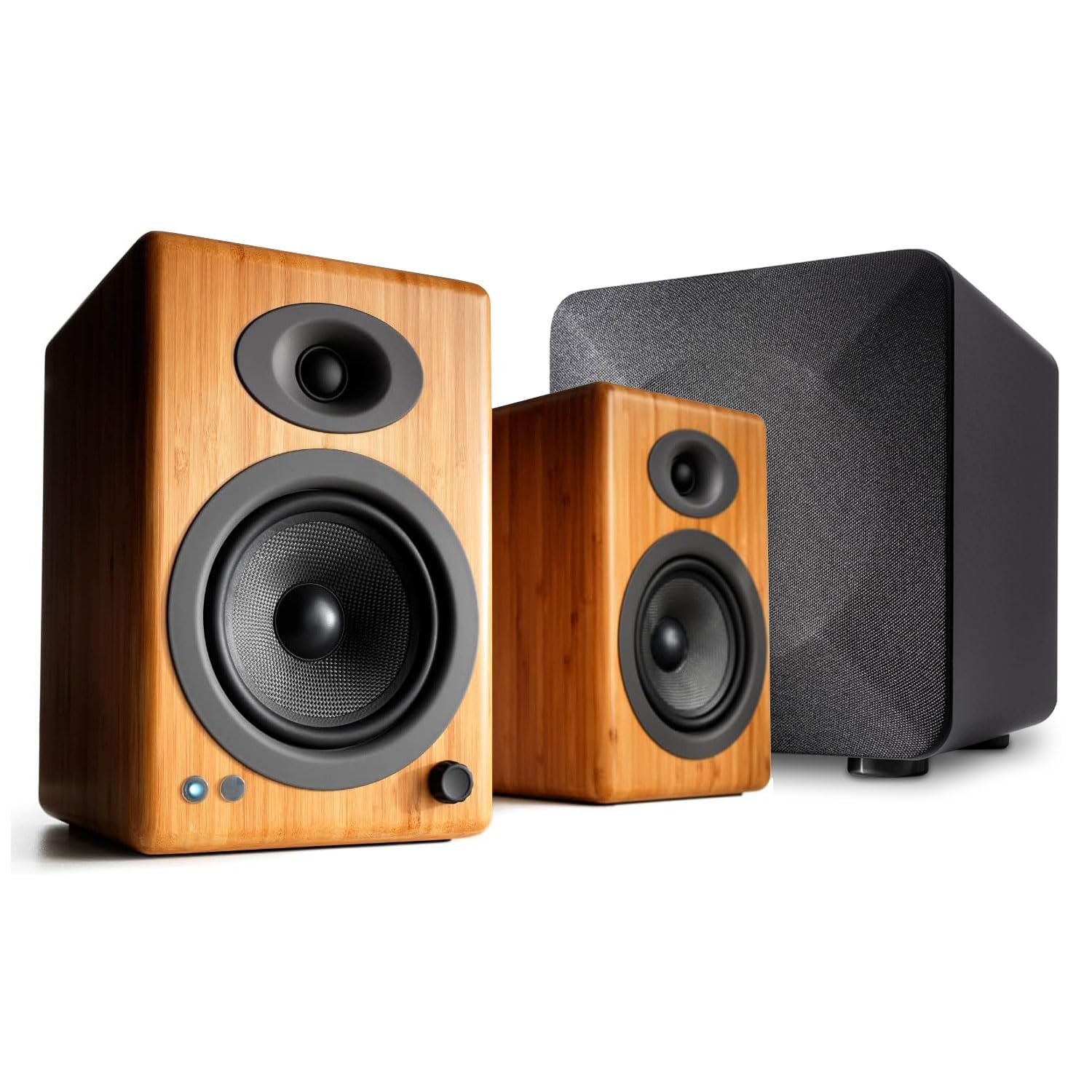 Amazon.com: Audioengine A5 Bamboo Wireless Bookshelf Speakers and 210W S6 Subwoofer with Remote ...