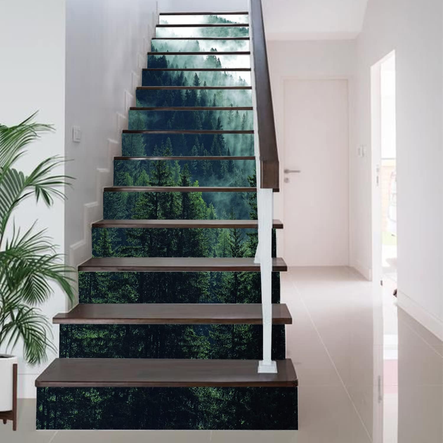 Amazon.com: funlife 14 Strips Dark Green Forest Peel and Stick Stair ...