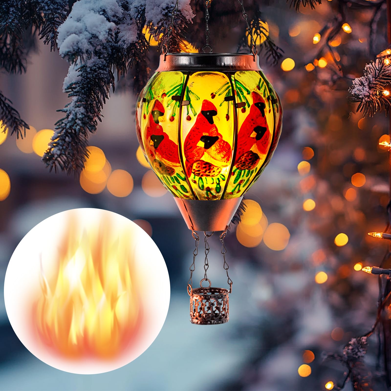 Amazon.com: GIBMIDSER Red Cardinal Hot Air Balloon Solar Flickering ...