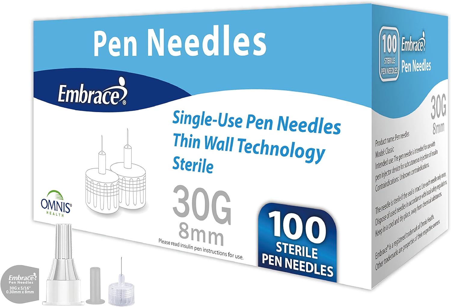 Amazon.com: Embrace Insulin Pen Needles (30G 8mm) : Health & Household