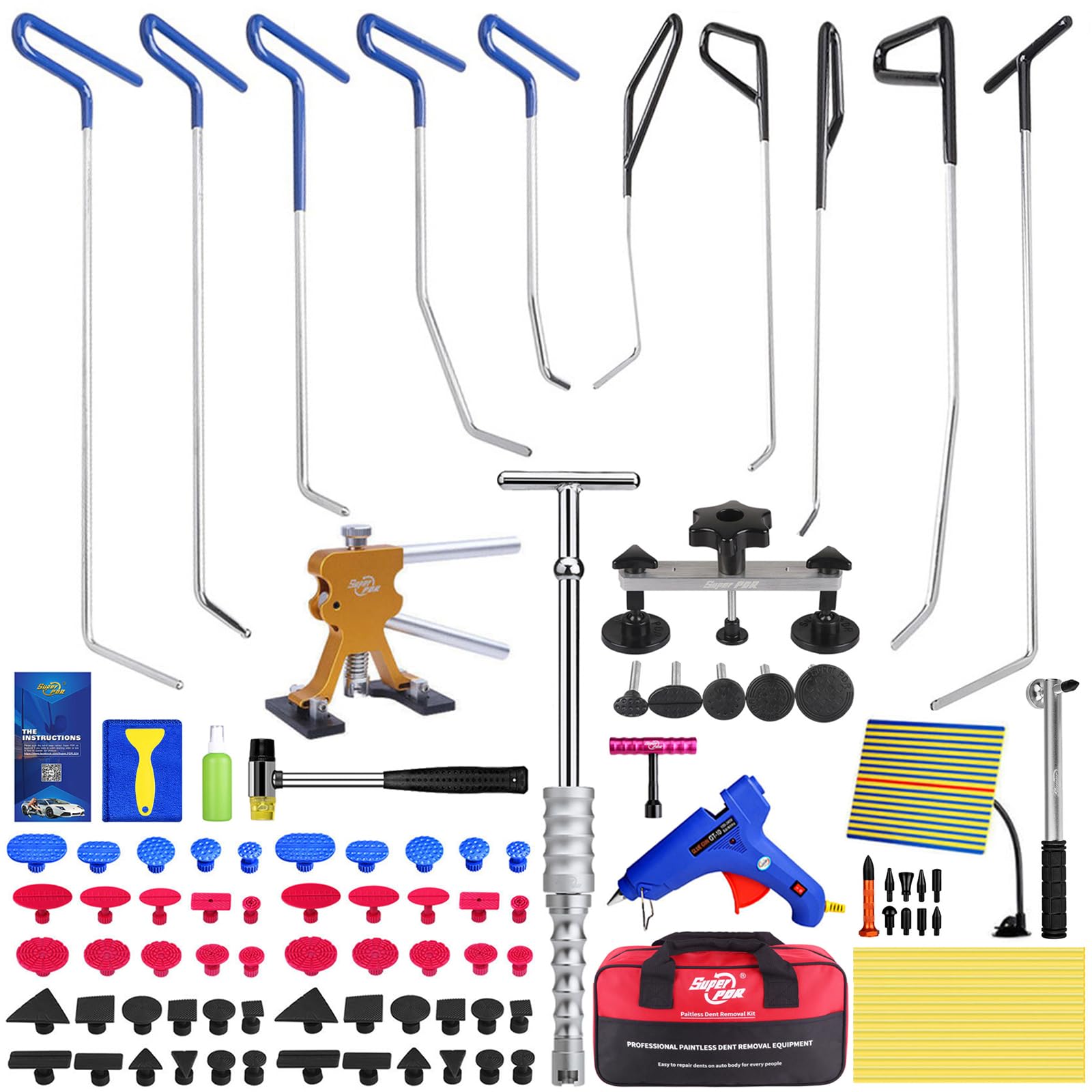 Super PDR 108Pcs PDR Rod Kit, Hail Damage Repair Kit with Professional ...