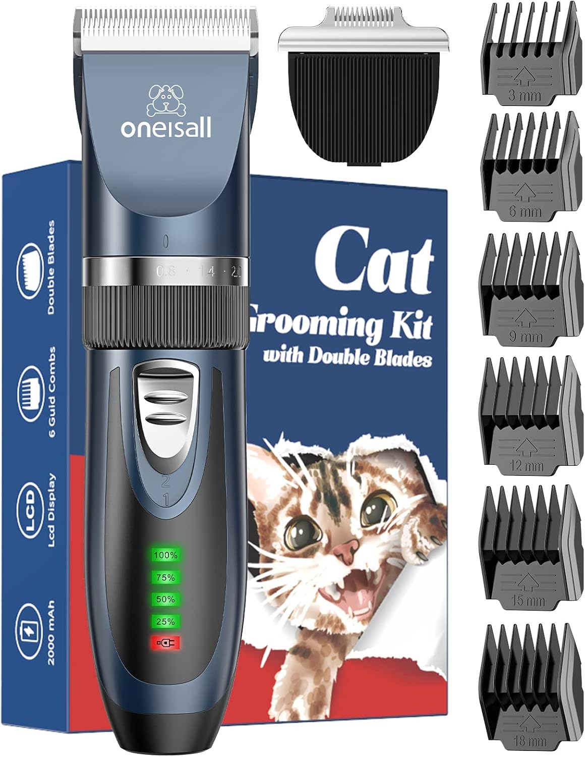Amazon.com: oneisall Cat Clippers for Matted Hair, Quiet Cat Shaver for ...