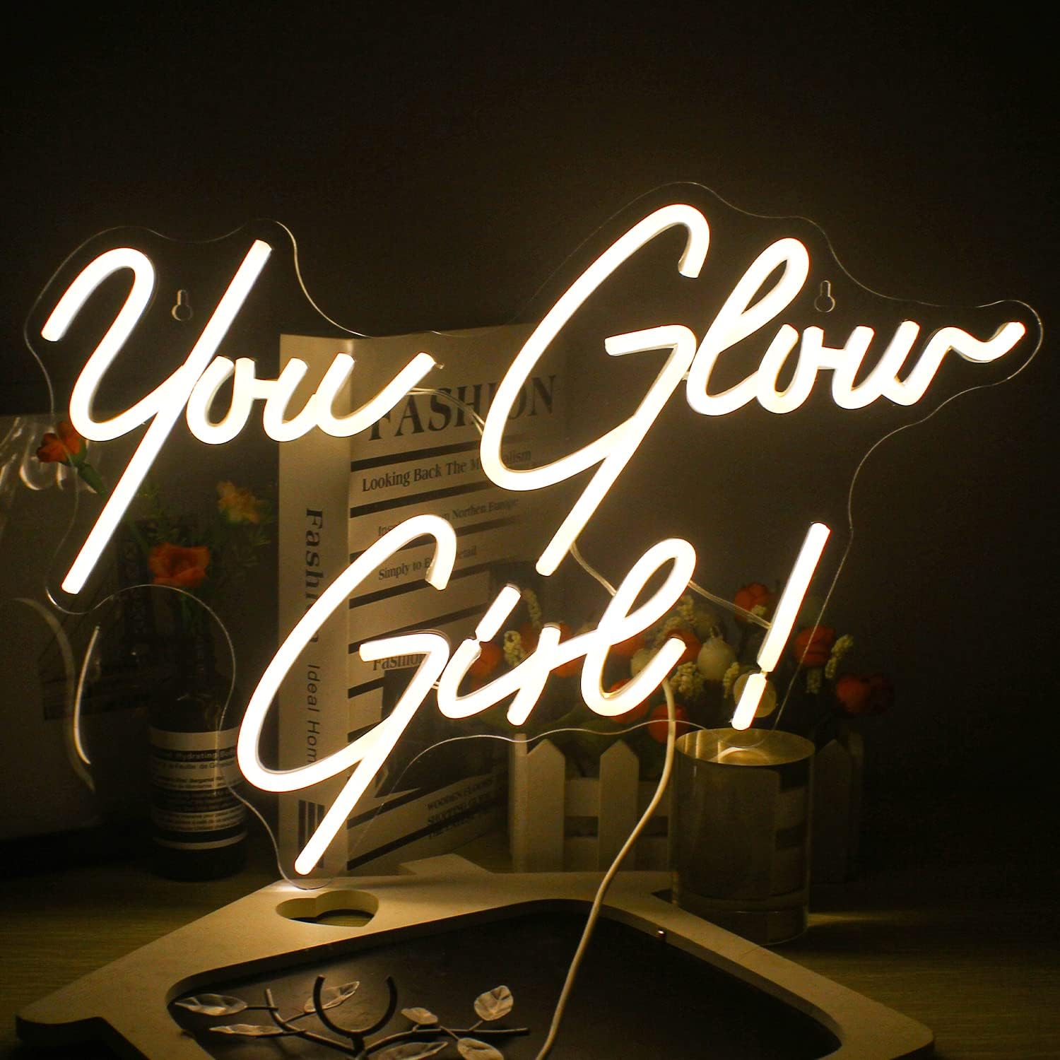 FAXFSIGN You Glow Girl Neon Sign Led Warm White Word Neon Light Up ...