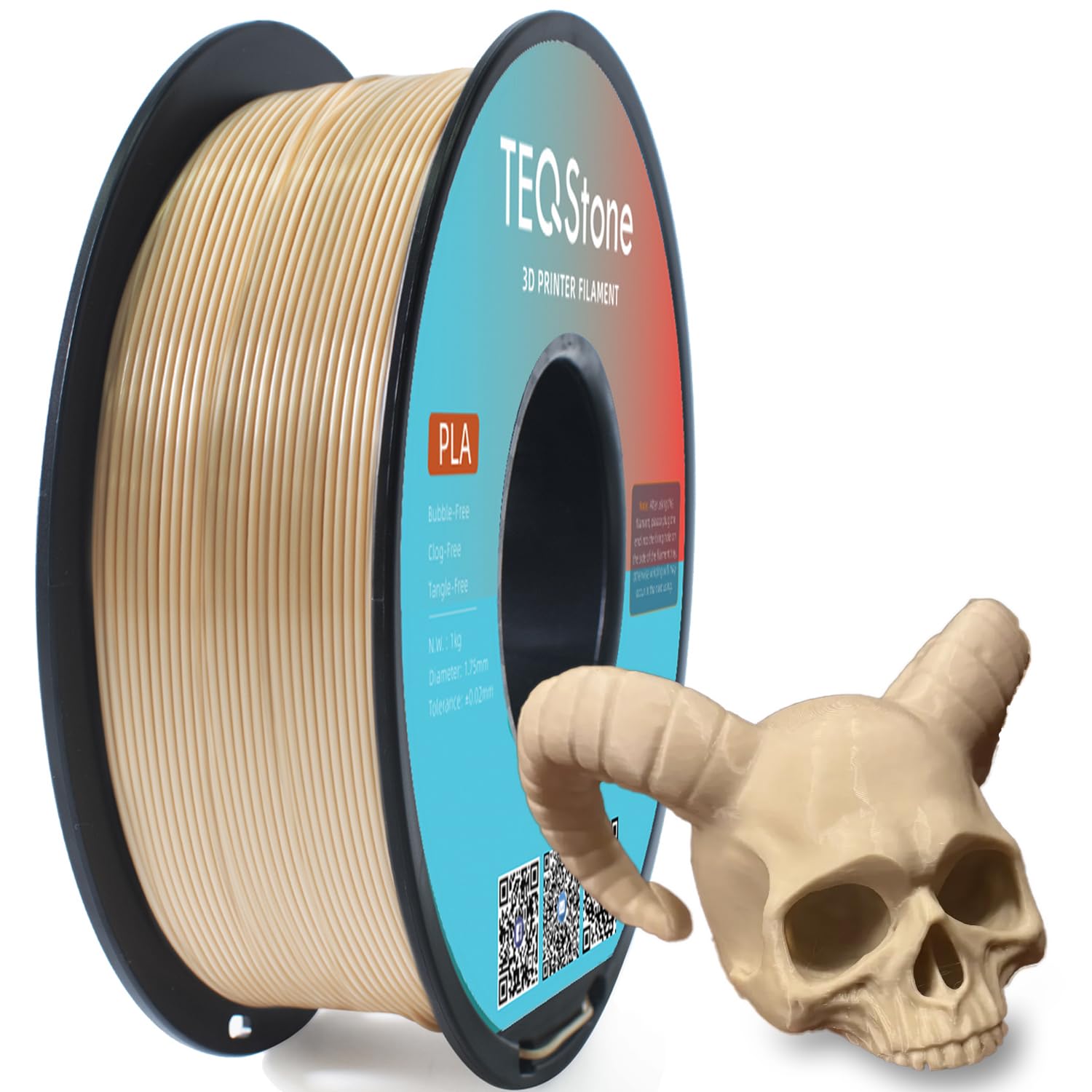 Amazon.com: TEQStone PLA Filament 1.75mm Beige (Bone White) 1KG ...