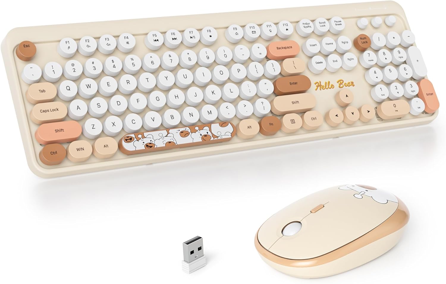 Amazon.com: SbocKeeb Wireless Typewriter Keyboard and Mouse Combo Retro ...