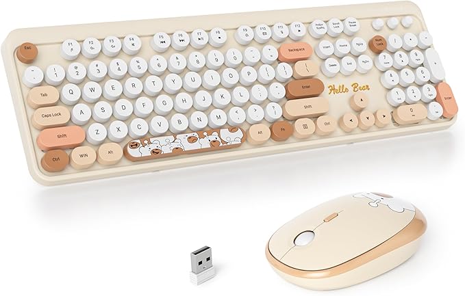Amazon.com: SbocKeeb Wireless Typewriter Keyboard and Mouse Combo Retro ...