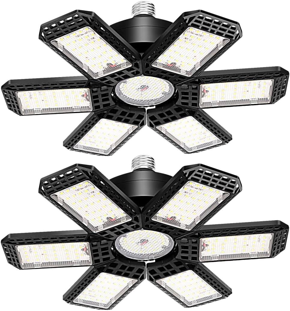 MUCLUD 6Pack 200W LED Garage Lights,Deformable LED Garage Ceiling ...