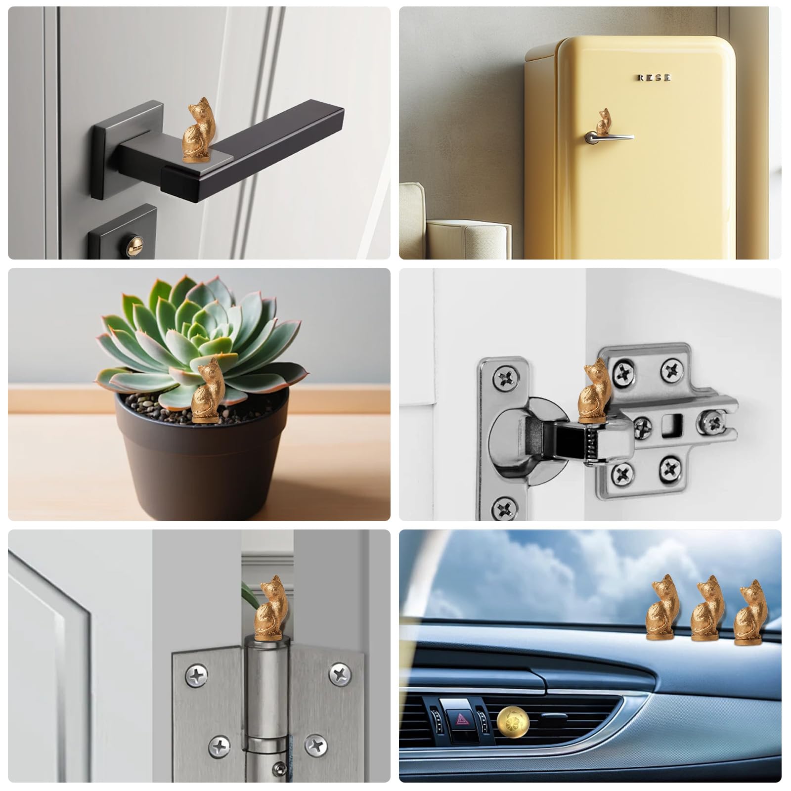 Whimsical Door Accents Set Of 6 Magnetic Cat Door Hinge Toppers ...