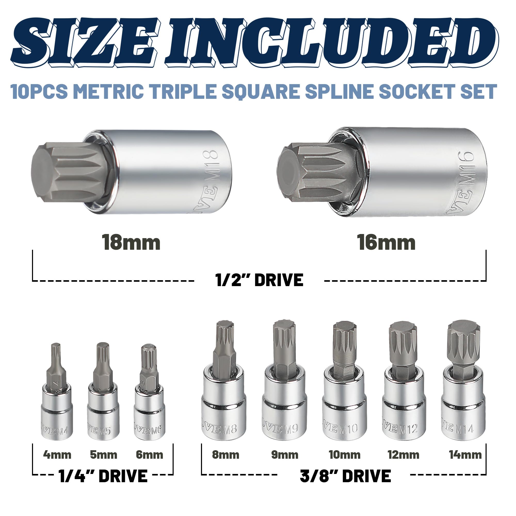 Snapklik.com : Triple Square Socket Set, S2 Alloy Steel Spline Socket ...