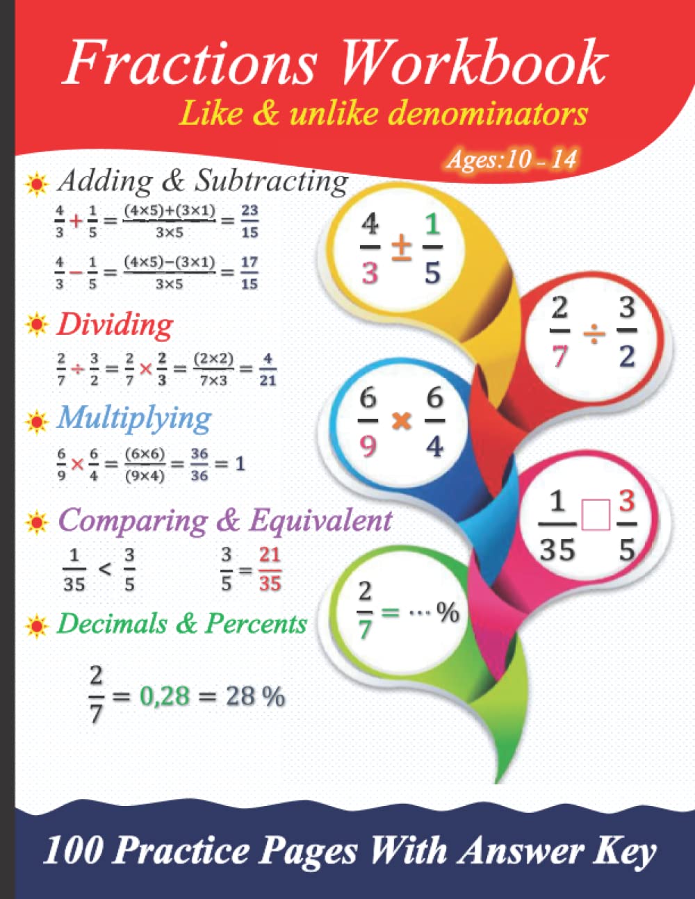 Fractions Workbook Adding And Subtracting Multiplying And Dividing Comparing Equivalent