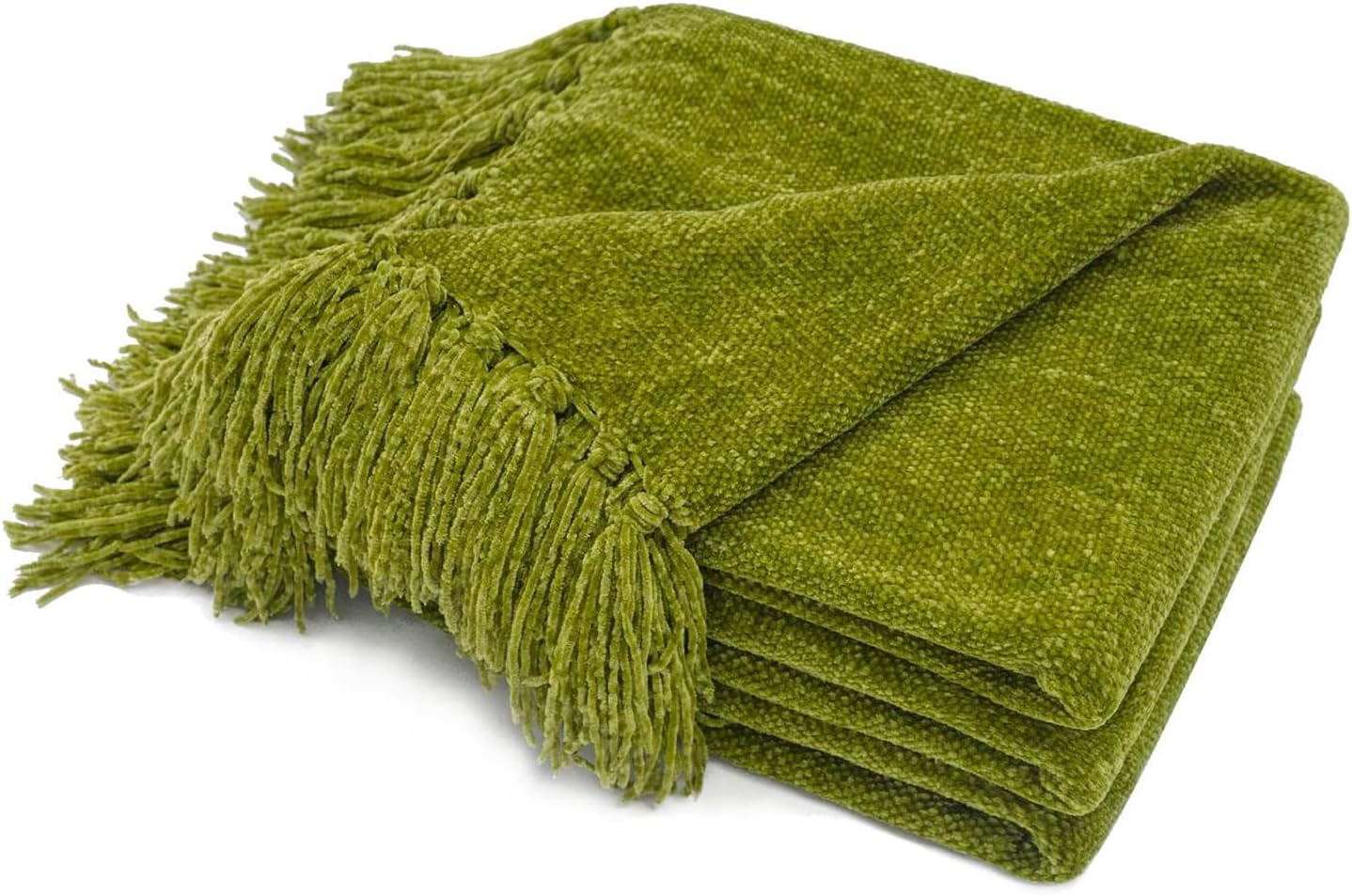 Amazon.com: RUDONG M Knitted Throw Blanket with Fringe, Mustard Green ...