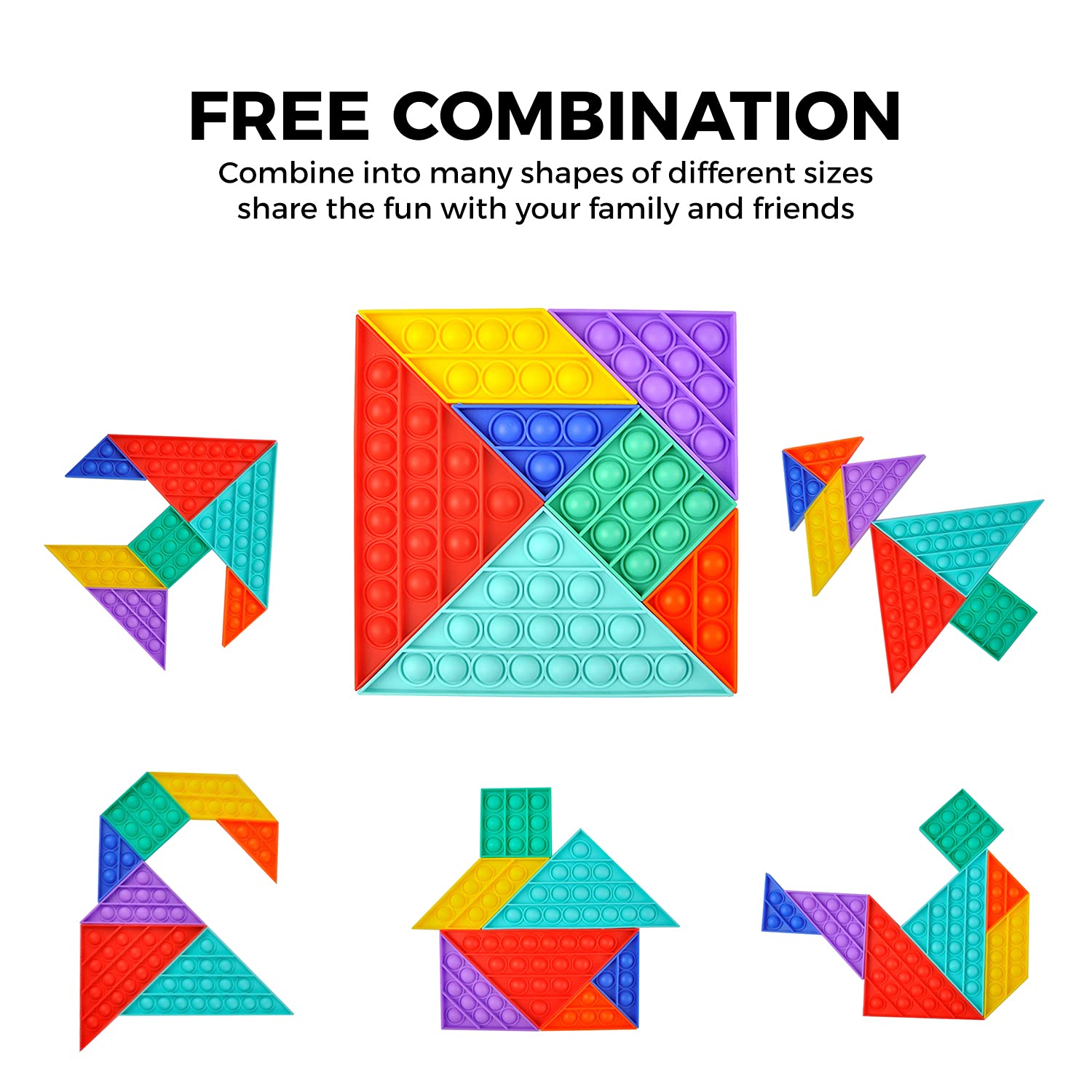 CARESWAY Big Pop It Fidget Toys Pack for Boys and Girls - 7 Piece ...