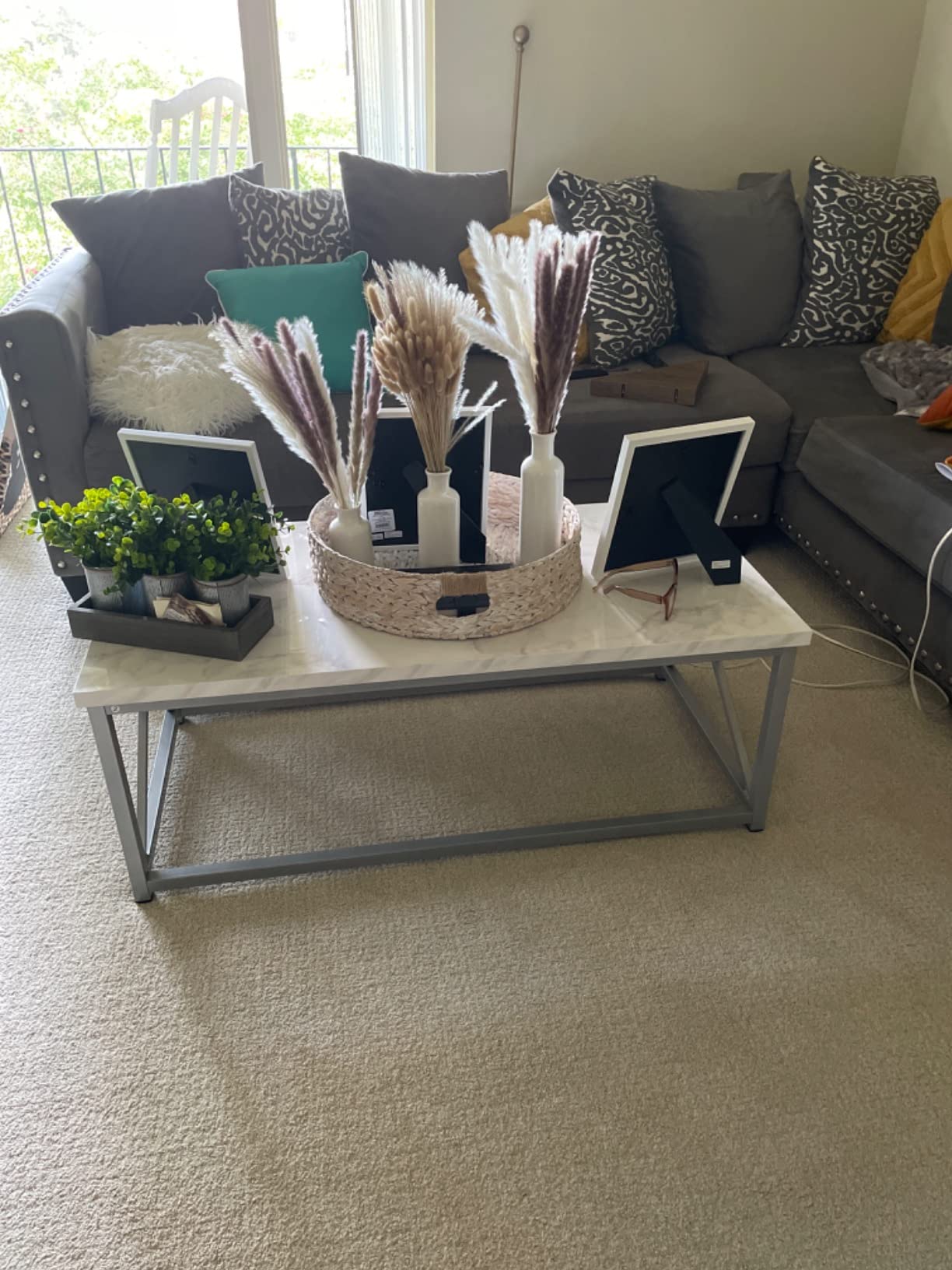 $36/mo - Finance Coral Flower Washed Oak Coffee Table, Wood and Metal ...