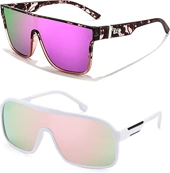 Amazon.com: FEISEDY Fashion Flat Top Sunglasses B2996+ One Piece Polarized Sunglasses B0122 ...