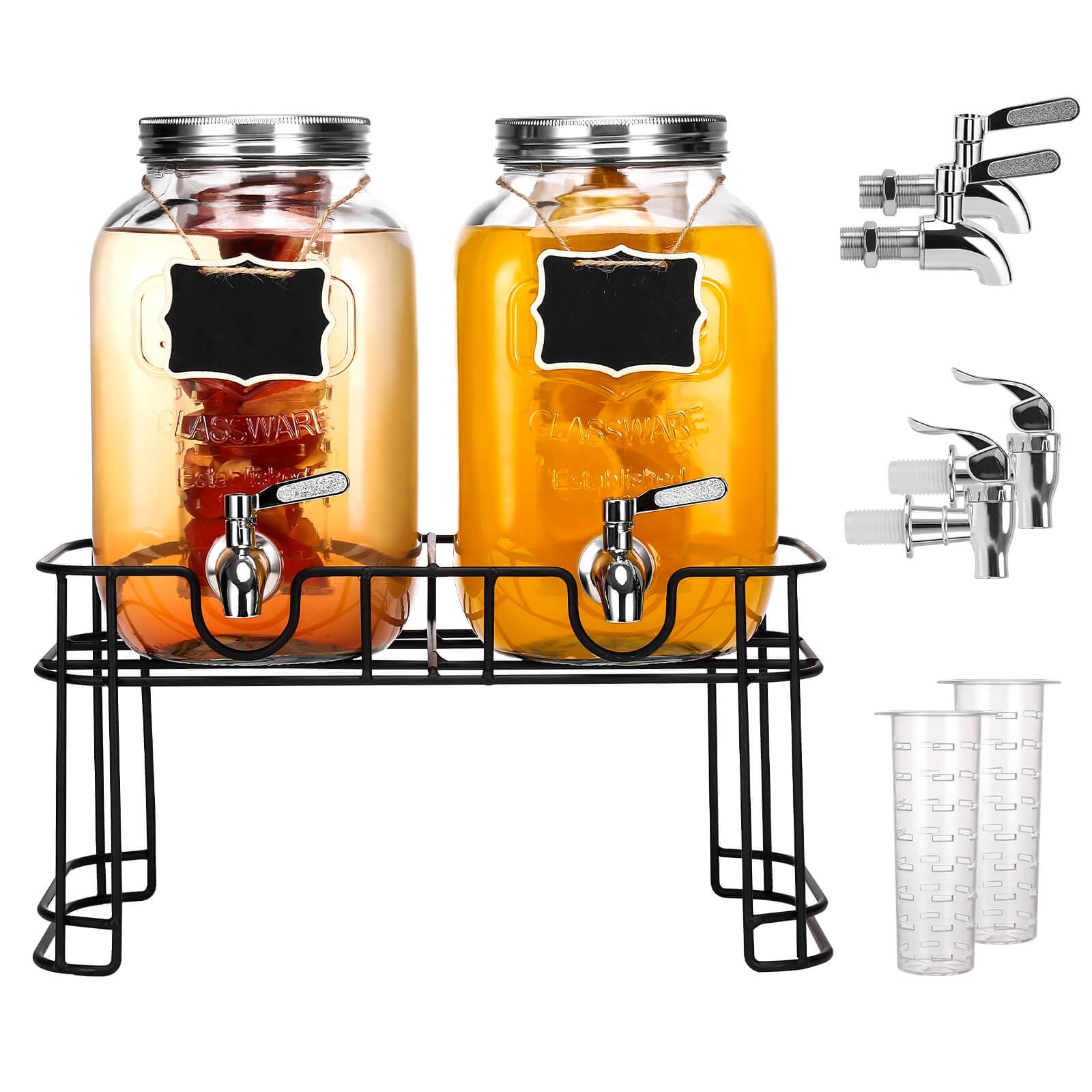Amazon.com | 1 Gallon Glass Drink Dispensers with Stand for Parties, 2 ...