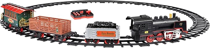 Amazon.com: Amazon Basics Remote Control Steam Engine Hobby Train Set ...