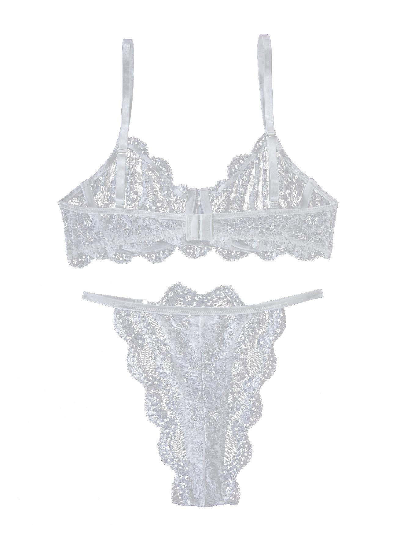 Snapklik.com : Scallop Sexy Underwire Push Up Floral Lace Sheer ...
