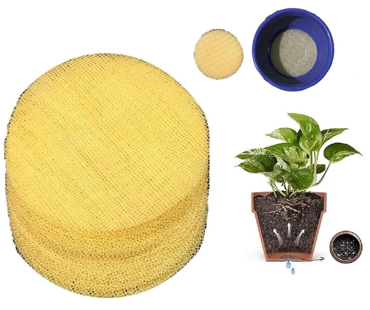 OXYPOT 50Pcs Flower Pot Hole Mesh Pad for Keep Soil from Flowing Away ...