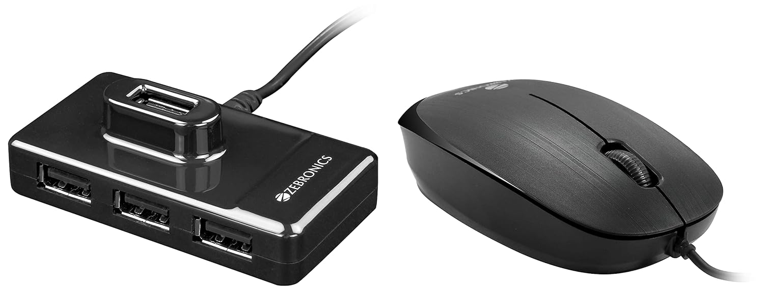 ZEBRONICS Zeb-100HB 4 Ports USB Hub for Laptop, PC Computers, Plug ...