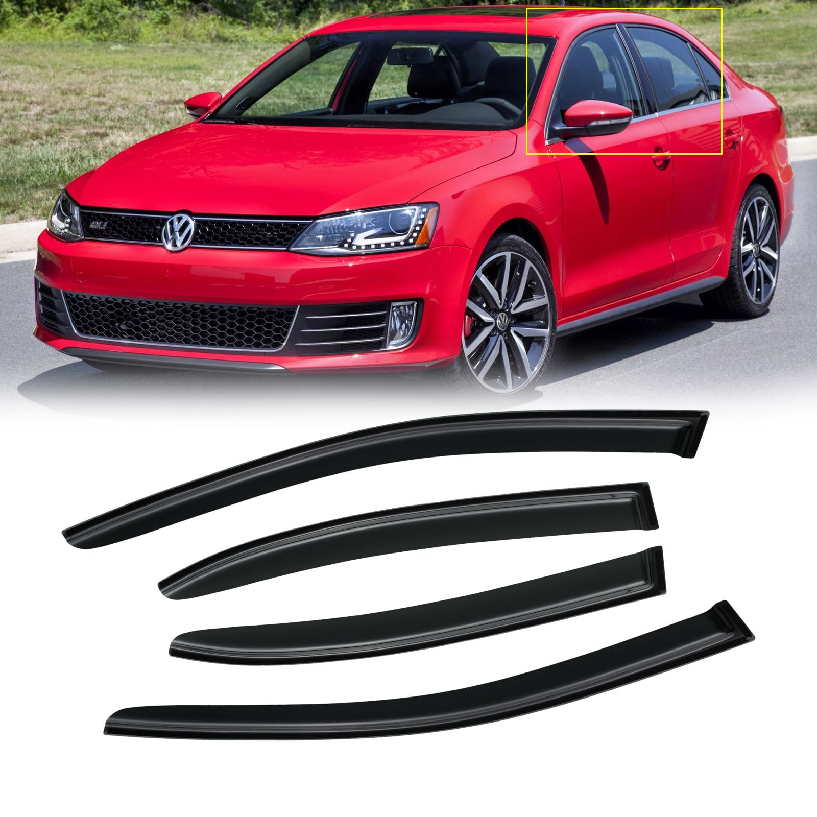 Amazon.com: CMVT Auto Window Visors for Volkswagen (VW) Jetta 2011-2018 ...
