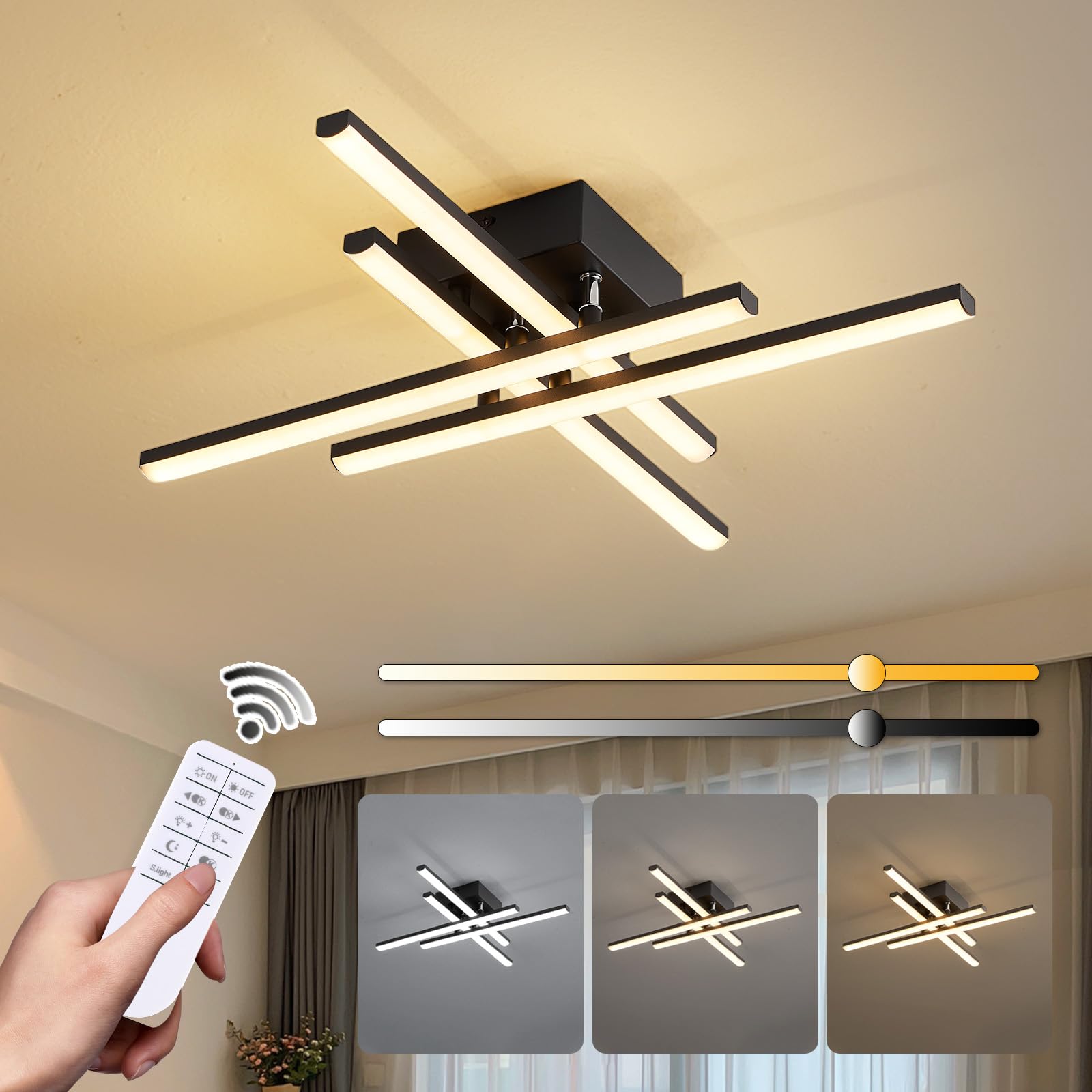 ORANOOR Modern LED Ceiling Light with Remote, Dimmable LED Ceiling ...