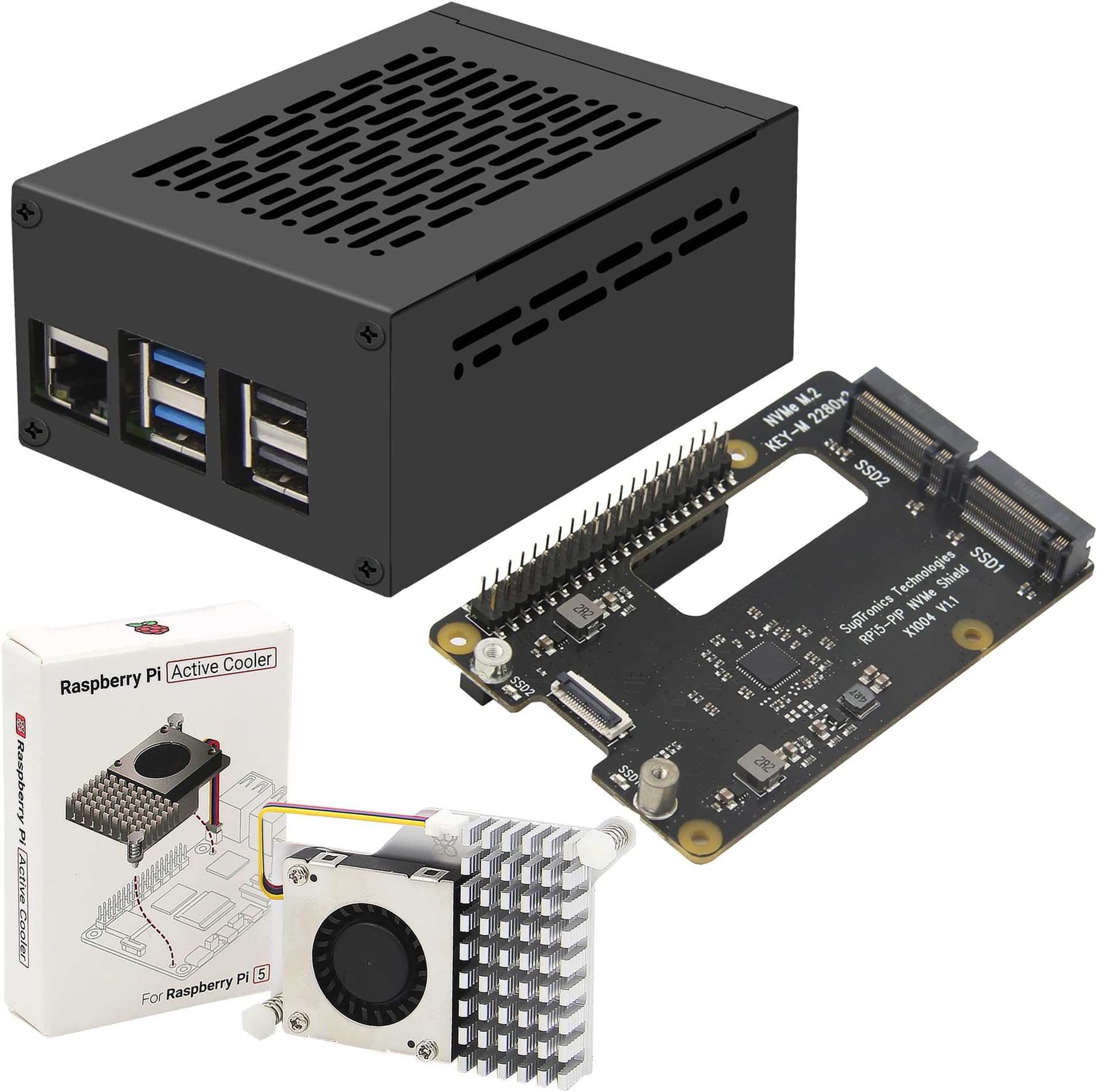 Amazon.com: Geekworm X1004 PCIe to Dual M.2 HAT NVMe 2280 SSD PCIe ...
