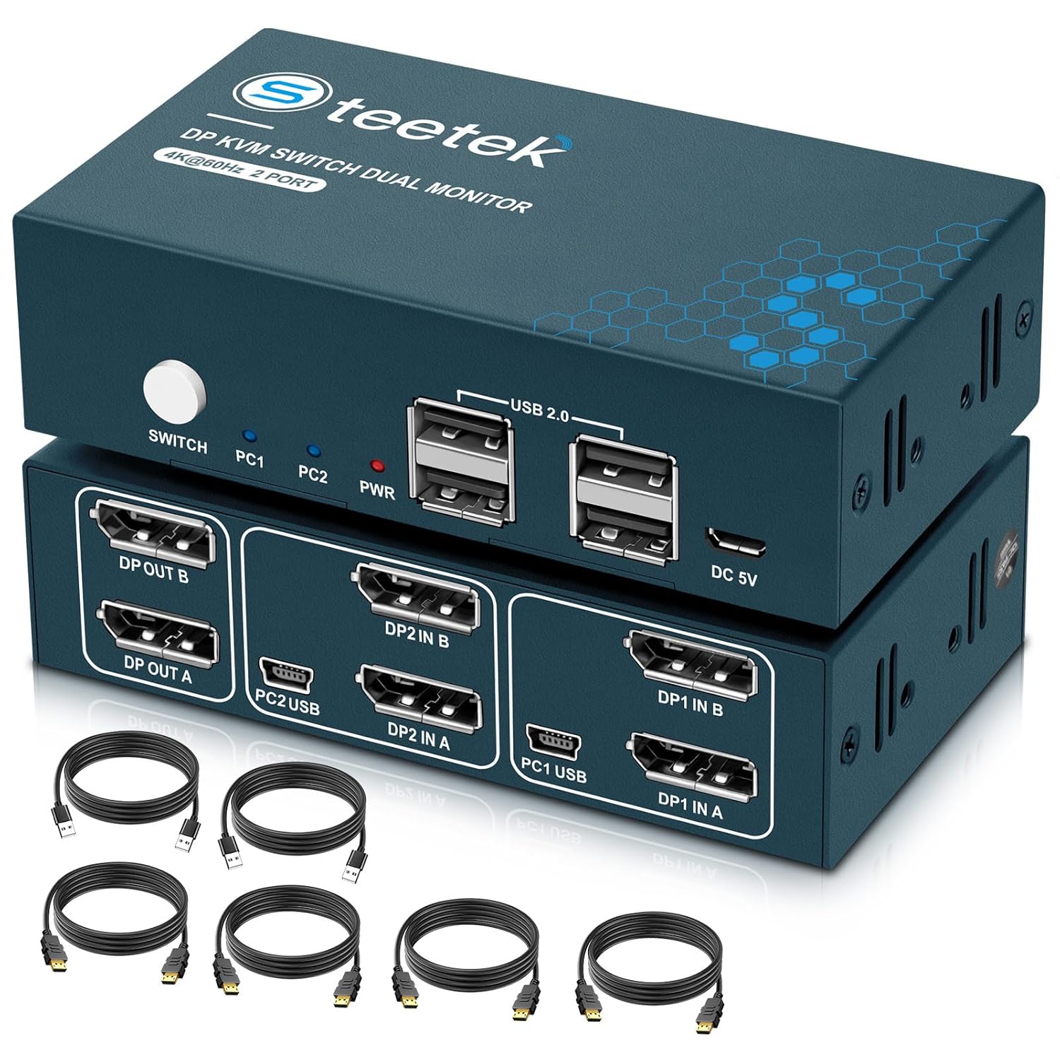 Amazon.com: Steetek Displayport Dual Monitor KVM Switch, 4K@60Hz ...