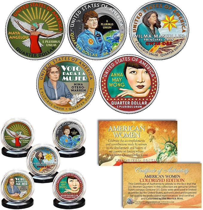 Amazon.com: 2022 Colorized American Women Quarters U.S. Mint 5-Coin ...
