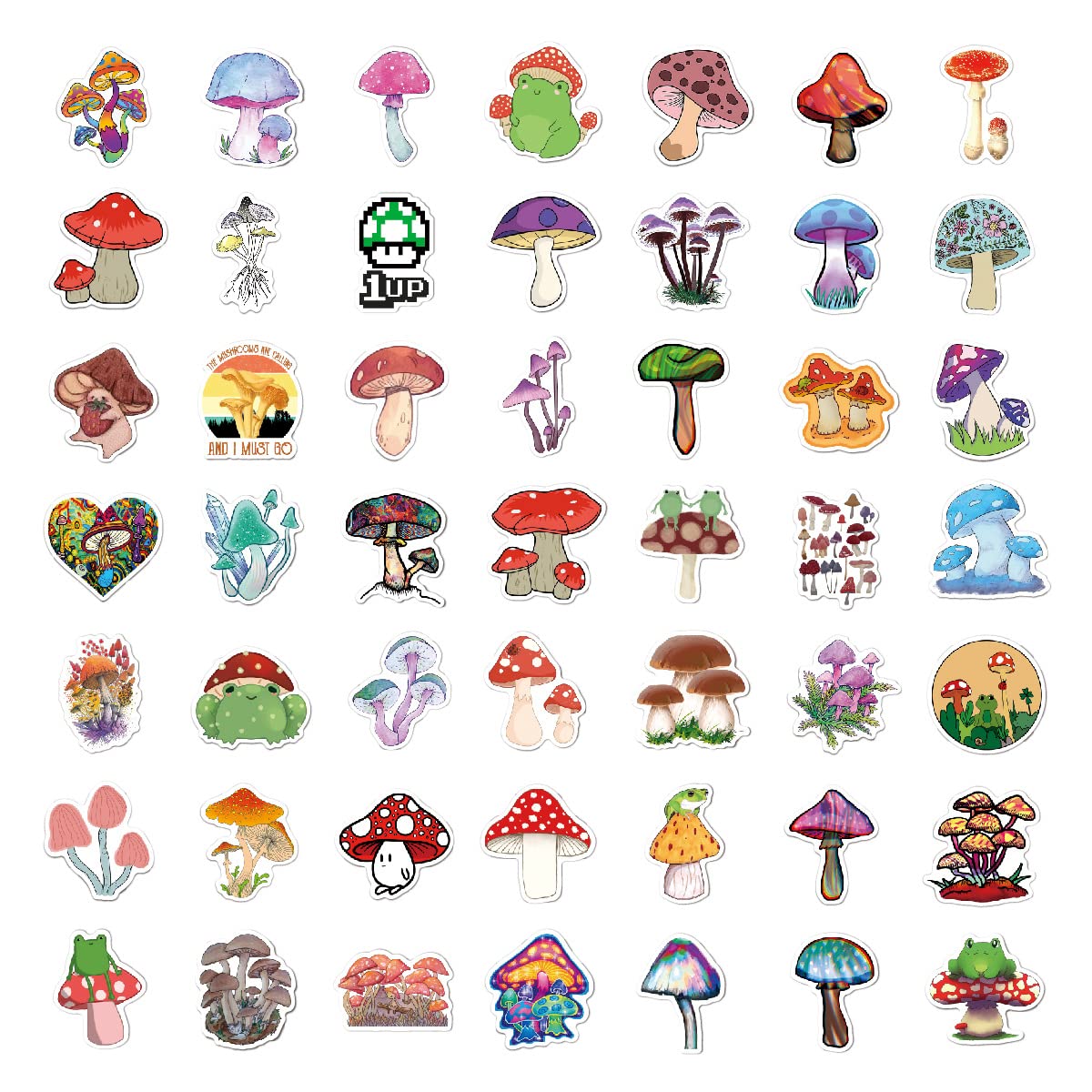 Snapklik.com : REHERO Mushroom Stickers Set, 100pcs Vinly Waterproof ...