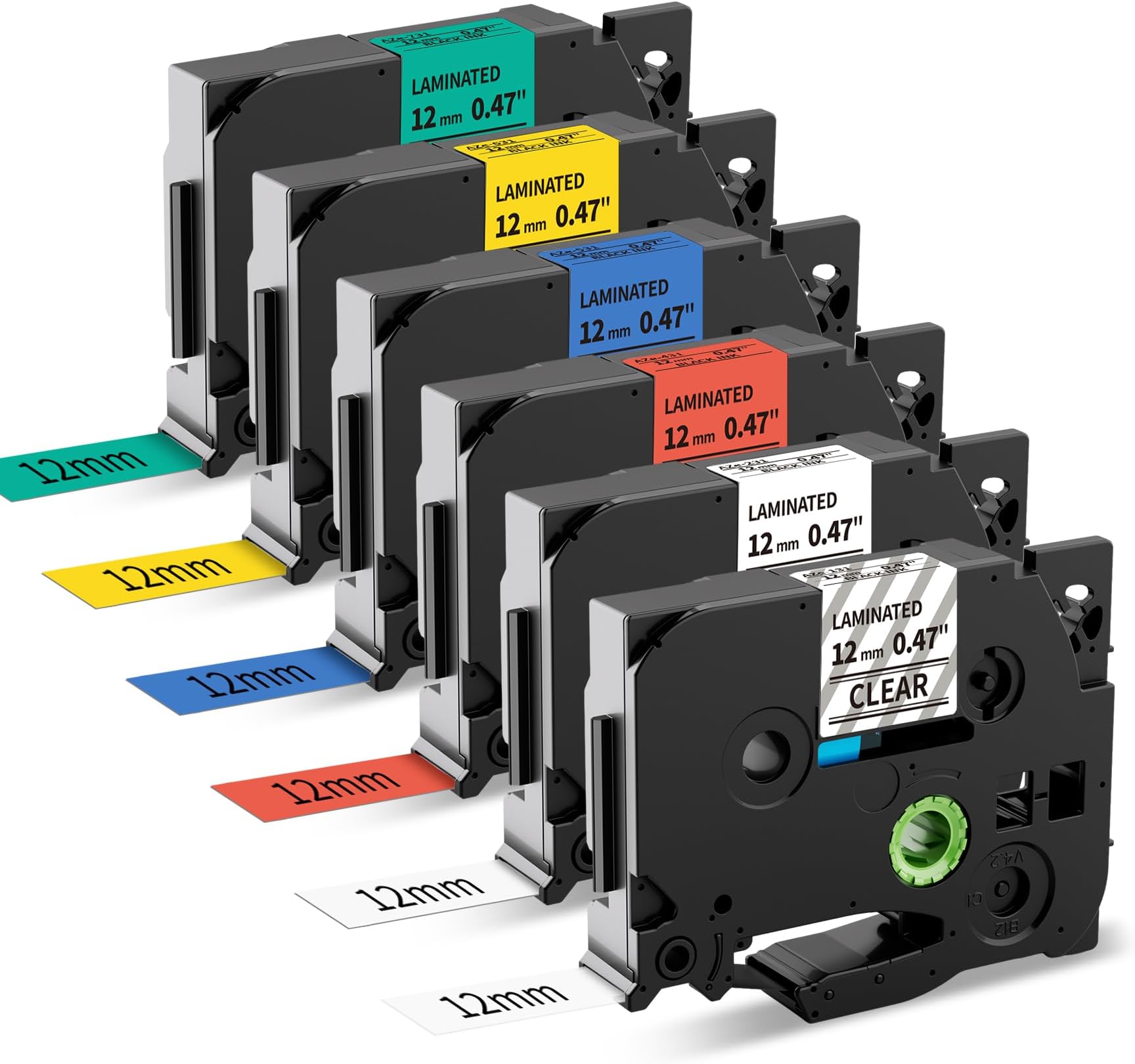 Brother TZe-FX231 Labelling Tape Cassette, Black on White, 12mm (W) x ...