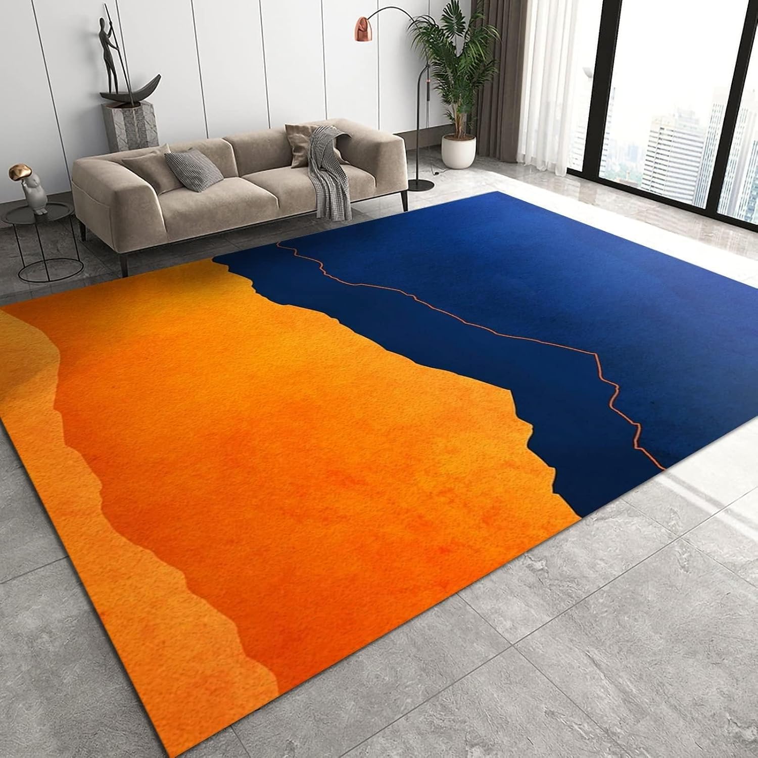 Amazon.com: Orange Blue Geometric Creative Area Rugs, Orange Blue ...