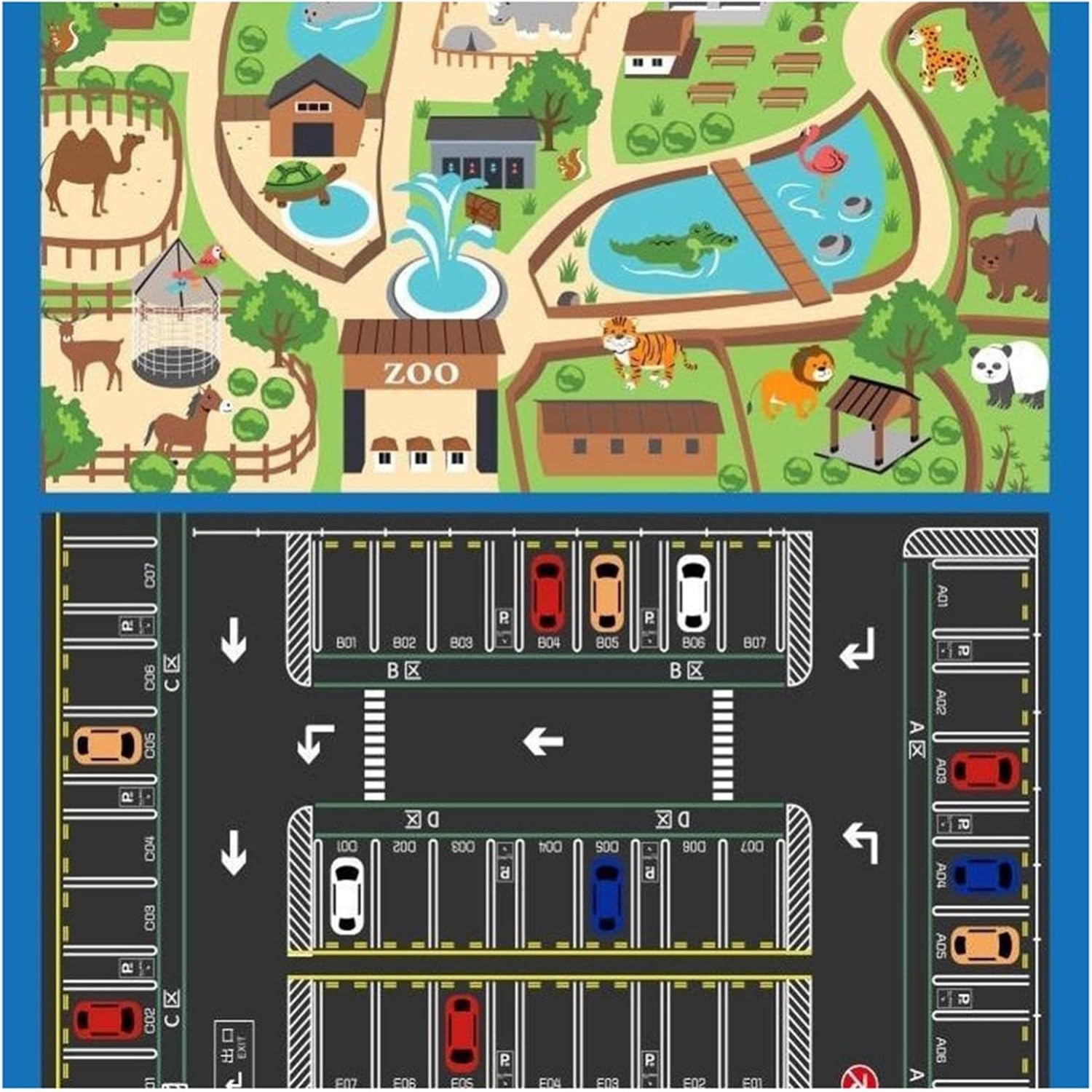 Amazon.com: Carpet Educational Playroom Zoo Car Print Play Rug,City ...