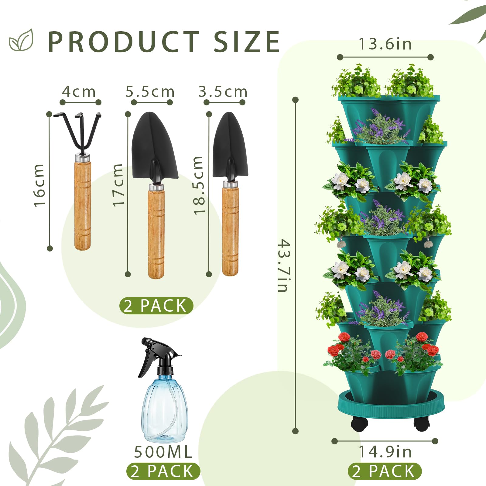 Umigy 2 Set of 7 Tier Vertical Planter Stackable Planters Tower ...