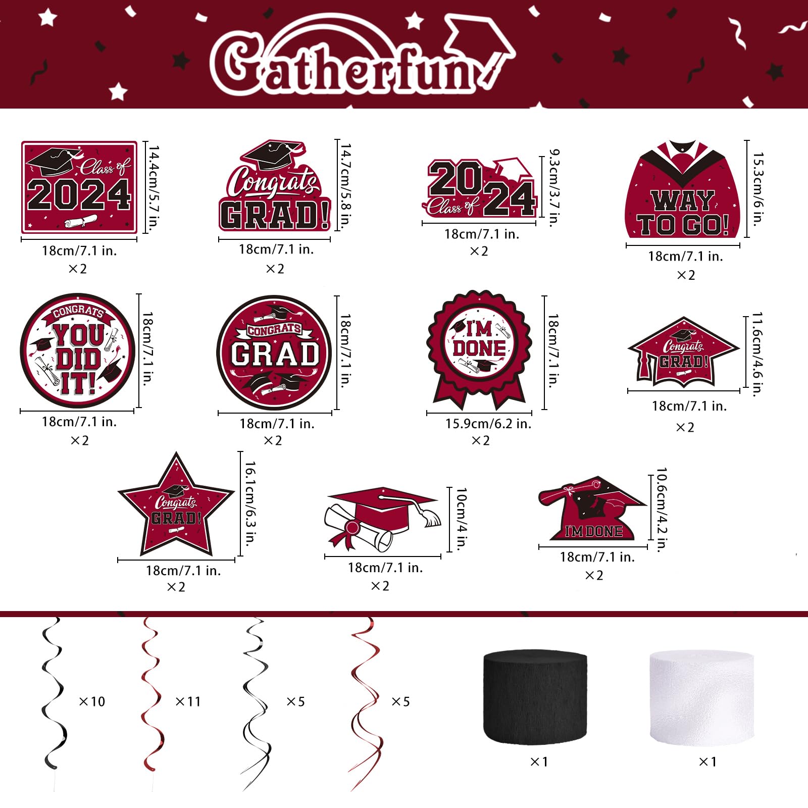 Snapklik.com : Maroon Themed 2024 Graduation Decorations Set - Congrats ...