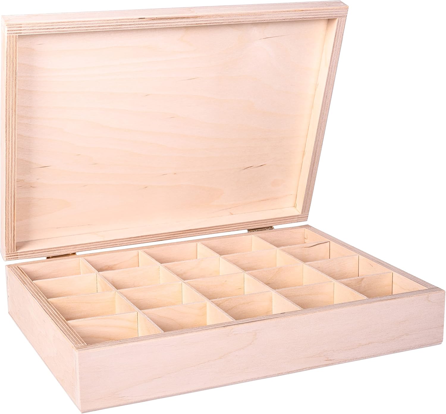 DECOCRAFT Multi Compartment Wooden Storage Box with Lid and 20 ...
