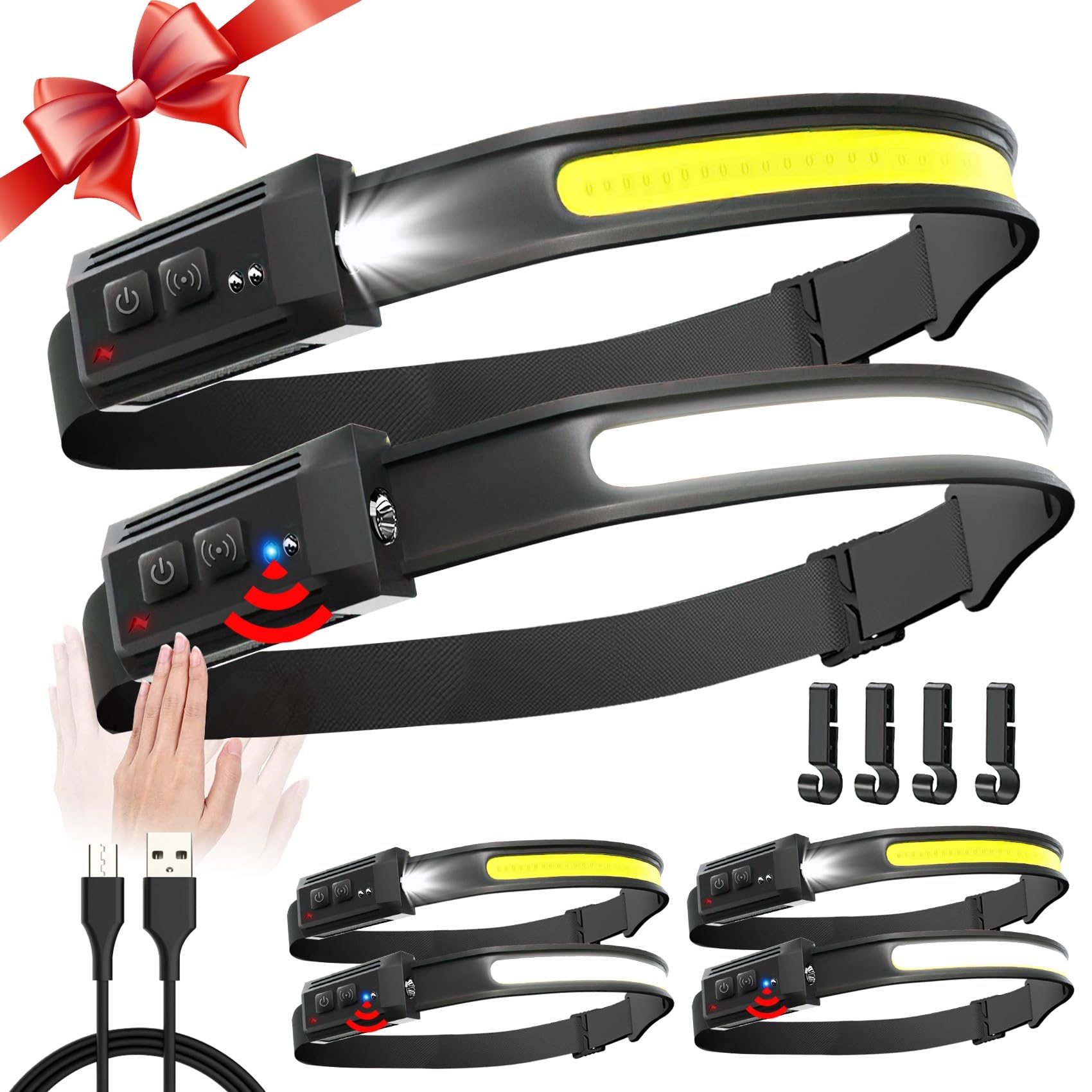 Amazon.com: Headlamp Rechargeable 6 Pack, 230° Wide Beam LED Headlamp ...