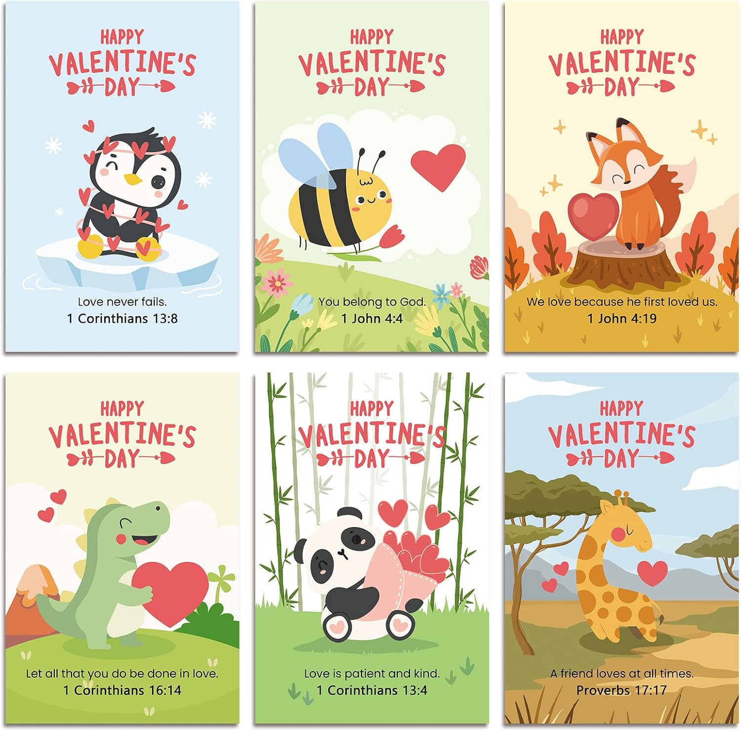 Amazon.com: 24 Assorted Religious Valentine's Day Card Set, Bible Verse ...