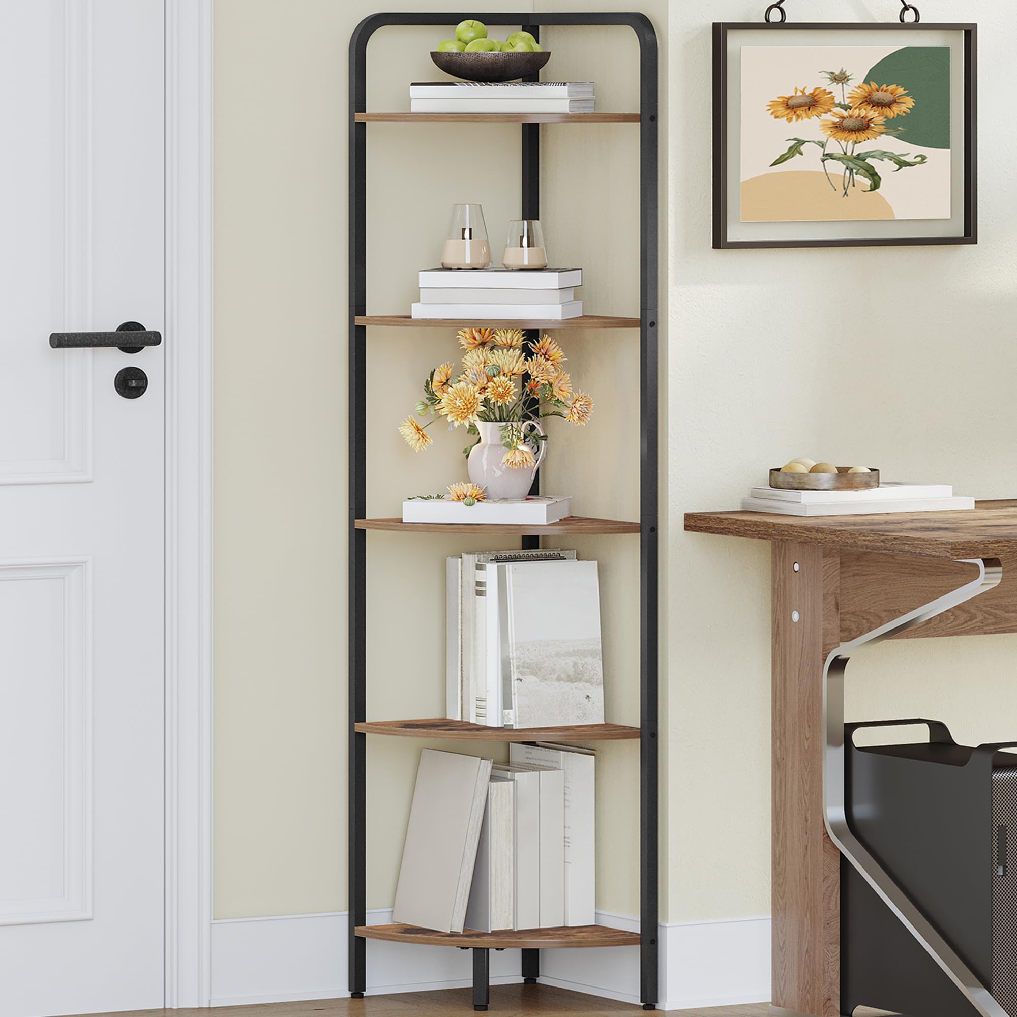 Snapklik.com : Hzuaneri Corner Shelf Stand, Corner Bookshelf Bookcase ...