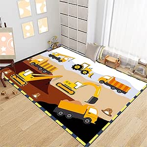 Amazon.com: CAFCIOYG Construction Rug for Boys Room (3'×4', Low Pile, 1 ...
