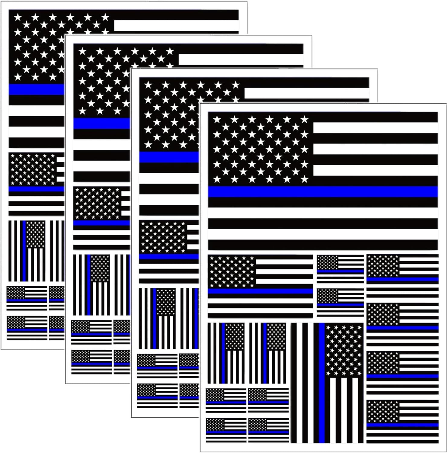 Amazon.com: Thin Blue Line Sticker, 4 Pack American Flag Stickers ...