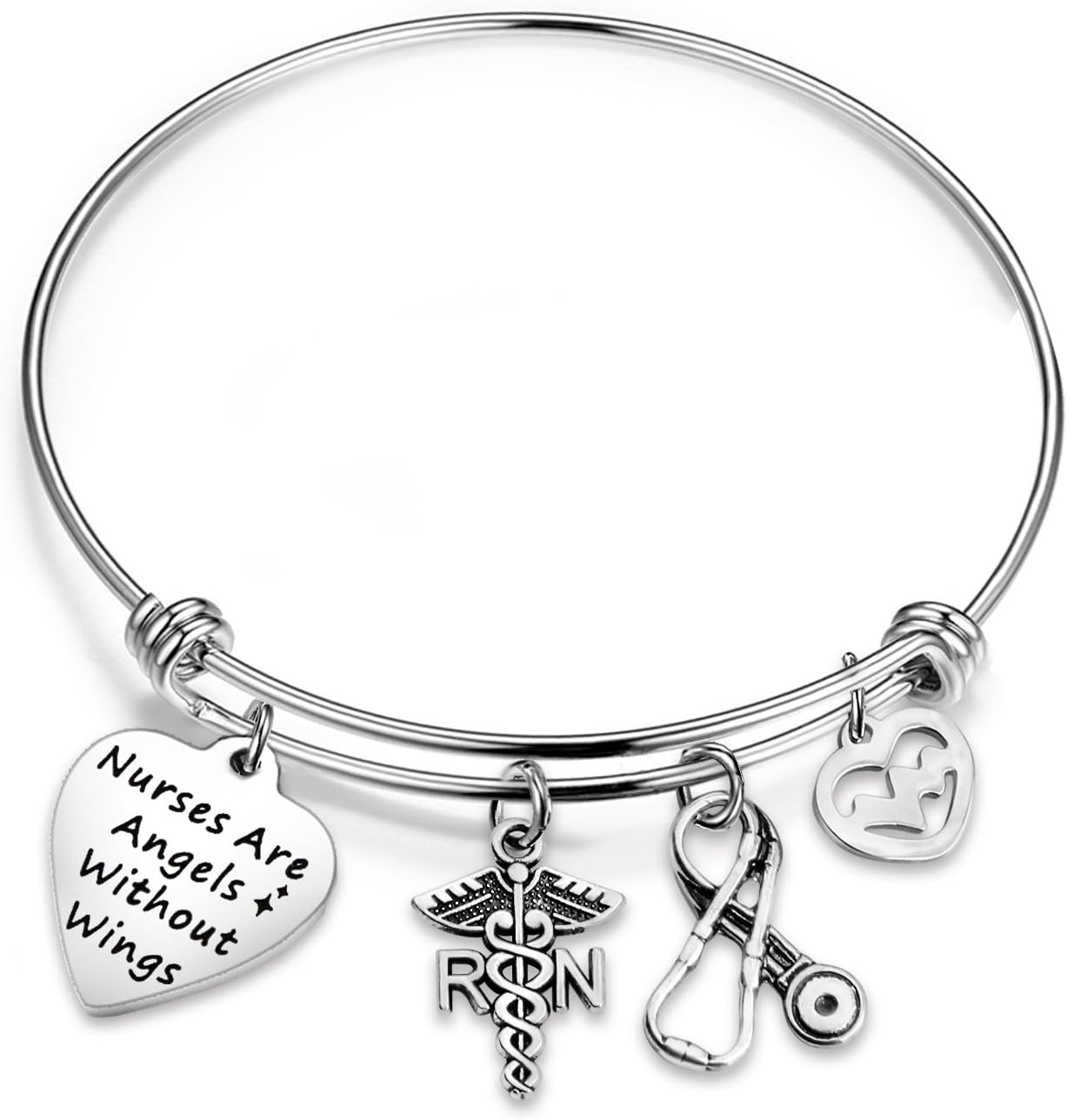 Amazon.com: bobauna Nurse Bracelet with RN Caduceus Stethoscope ...