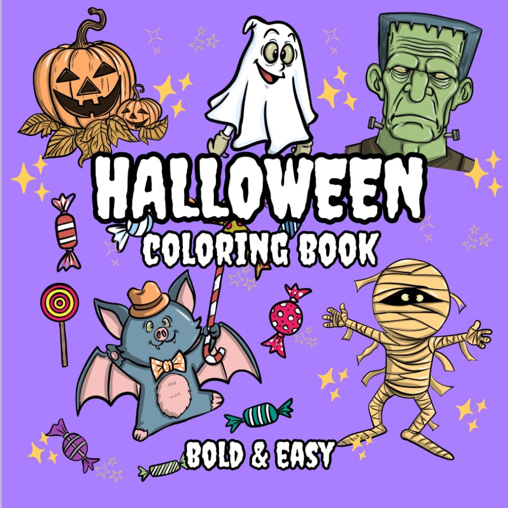 Amazon.com: Halloween coloring book bold and easy: Big and simple ...